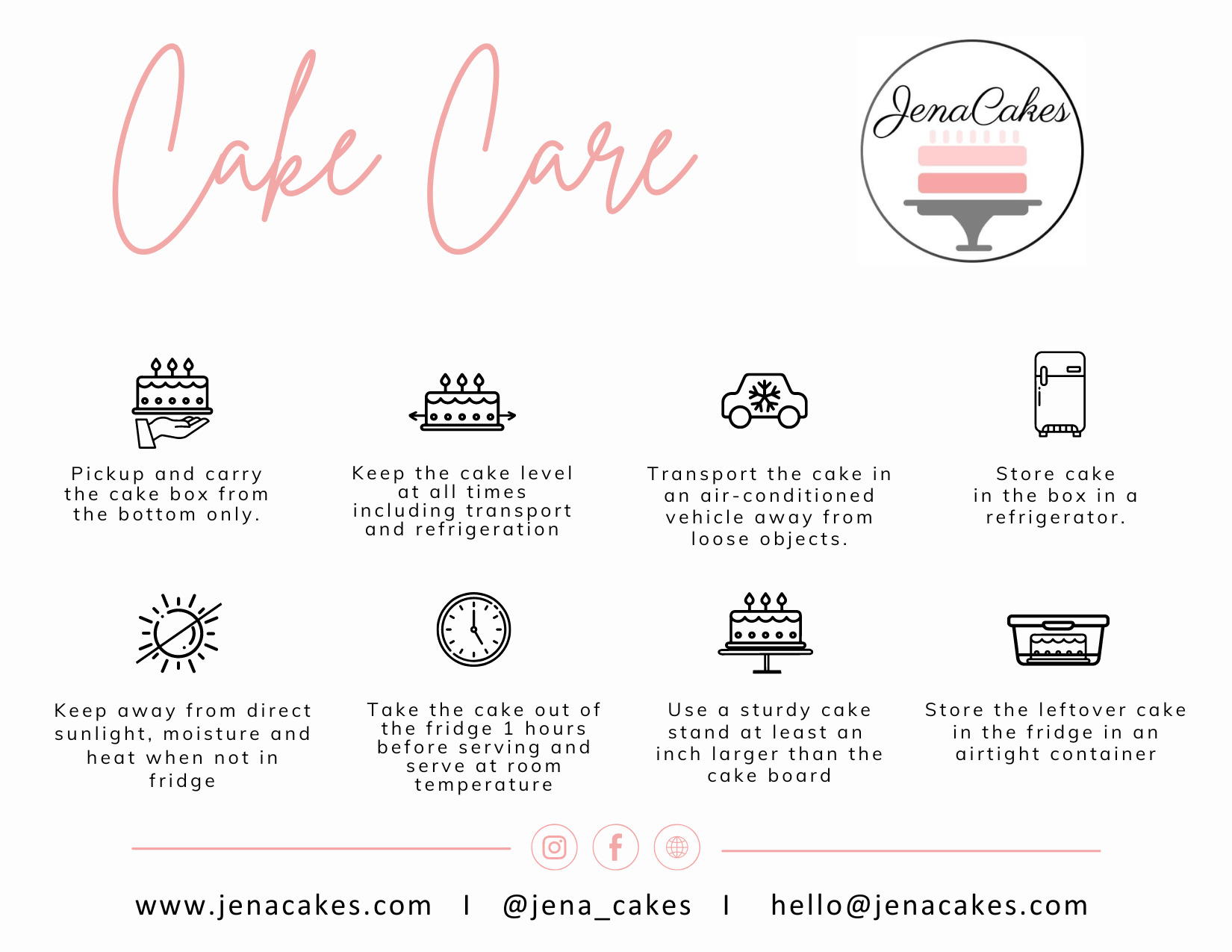 Cake Pickup Care – Jena Cakes